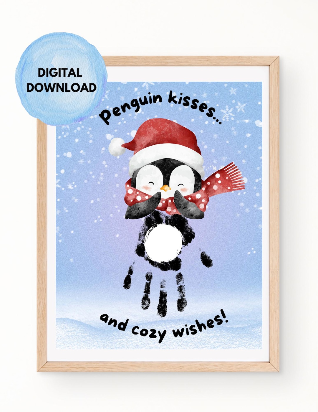 Penguin Handprint Art Printable, Christmas Handprint Printable ...