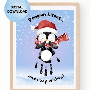 Penguin Handprint Art Printable, Christmas Handprint Printable ...