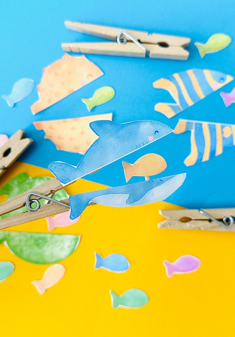 Fish Clothespin Craft: Ocean Animal Printable (digital Download) - Etsy