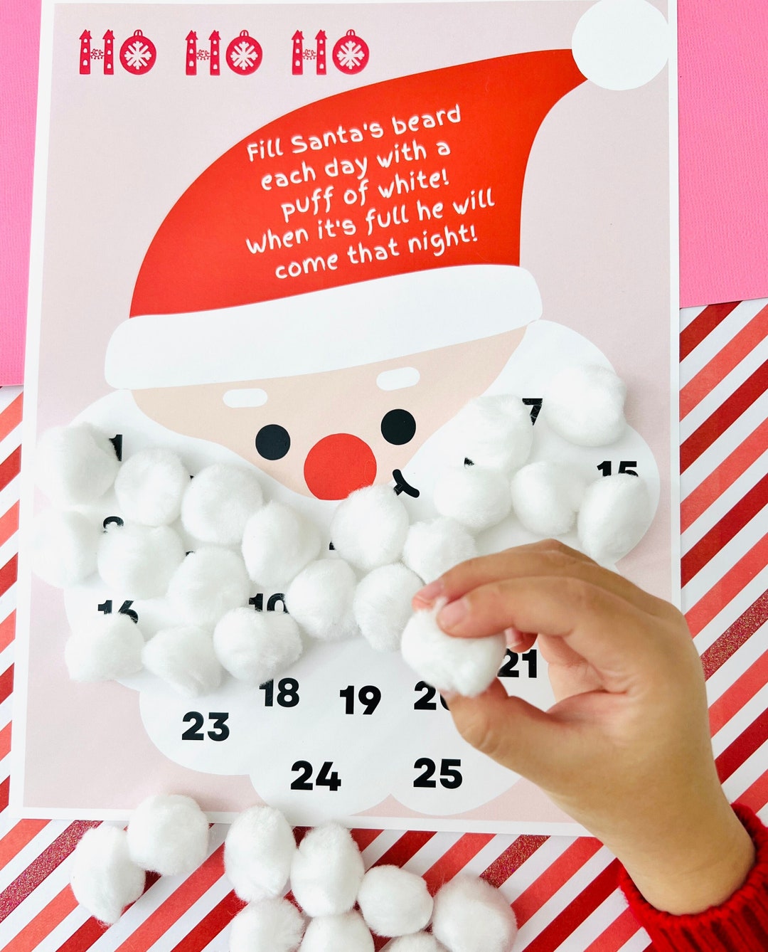 Santa Beard Advent Calendar Printable: Christmas Countdown (digital ...