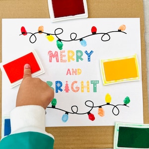 Christmas Light Fingerprint Art Printable: Holiday Keepsake (digital ...