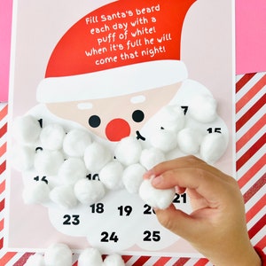Santa Beard Advent Calendar Printable: Christmas Countdown (digital ...
