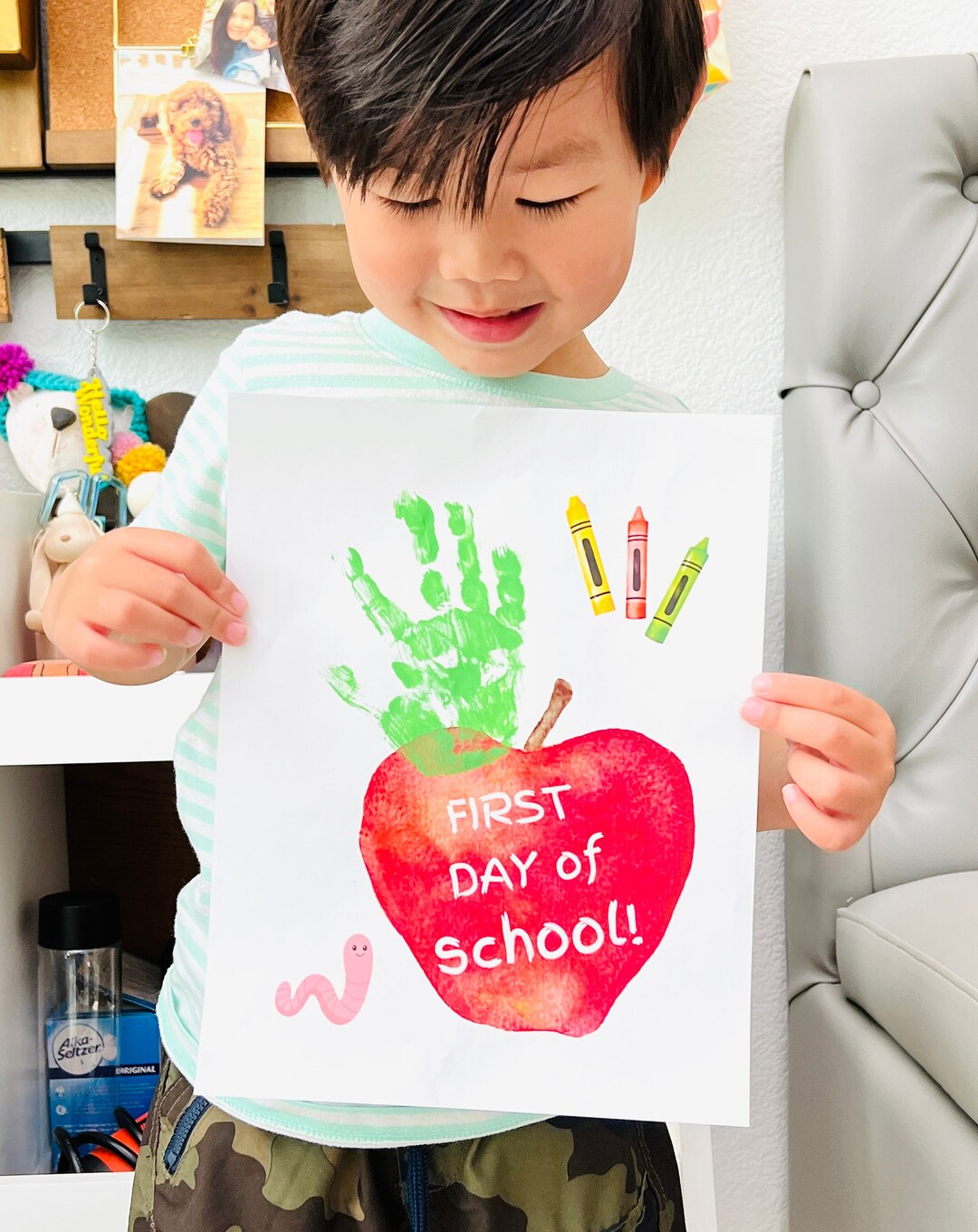 Apple First Day of School Handprint Art Printable (digital Download) - Etsy