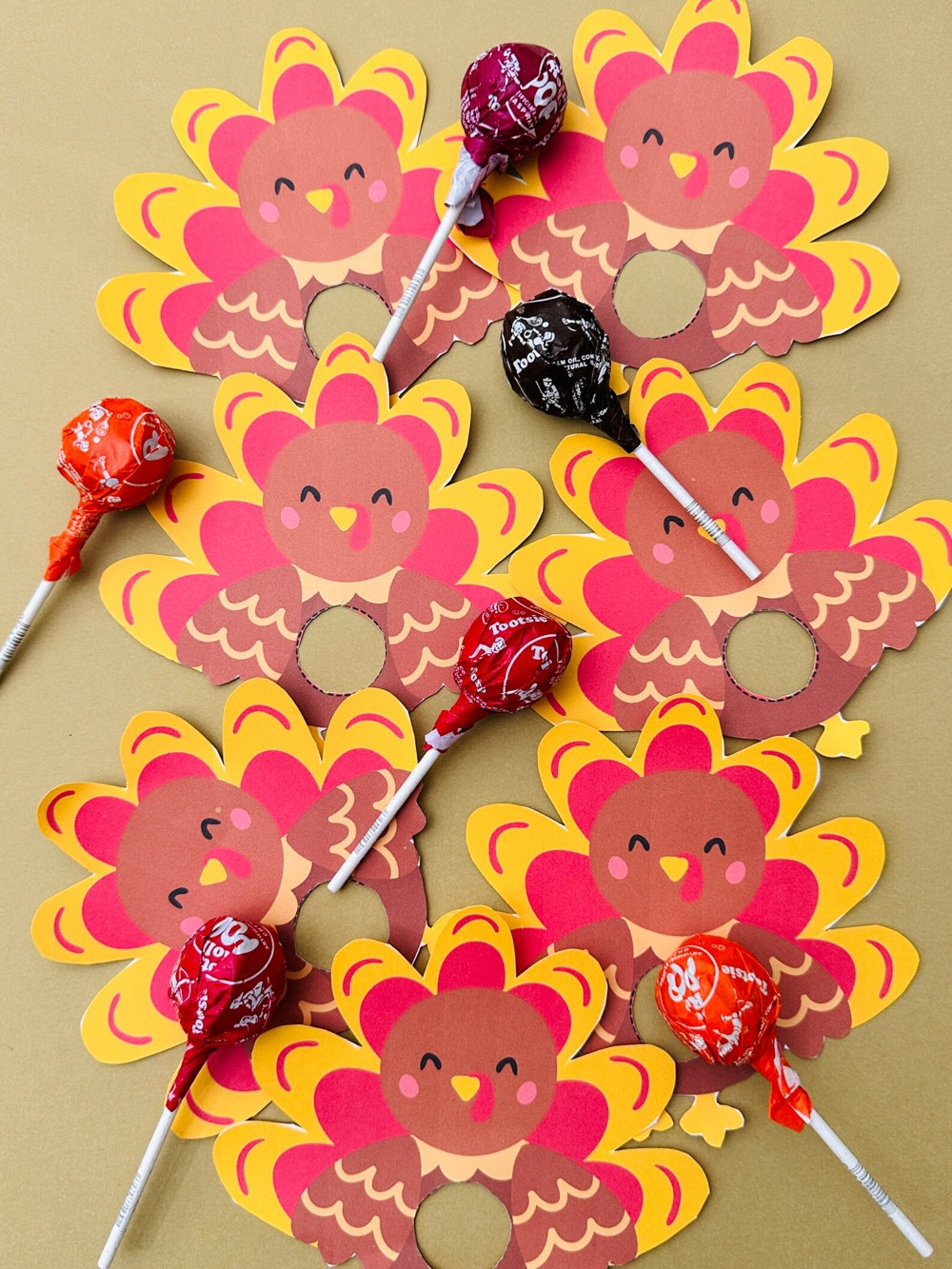 Turkey Lollipop Printable: Thanksgiving Craft, Treat, Favor (digital ...
