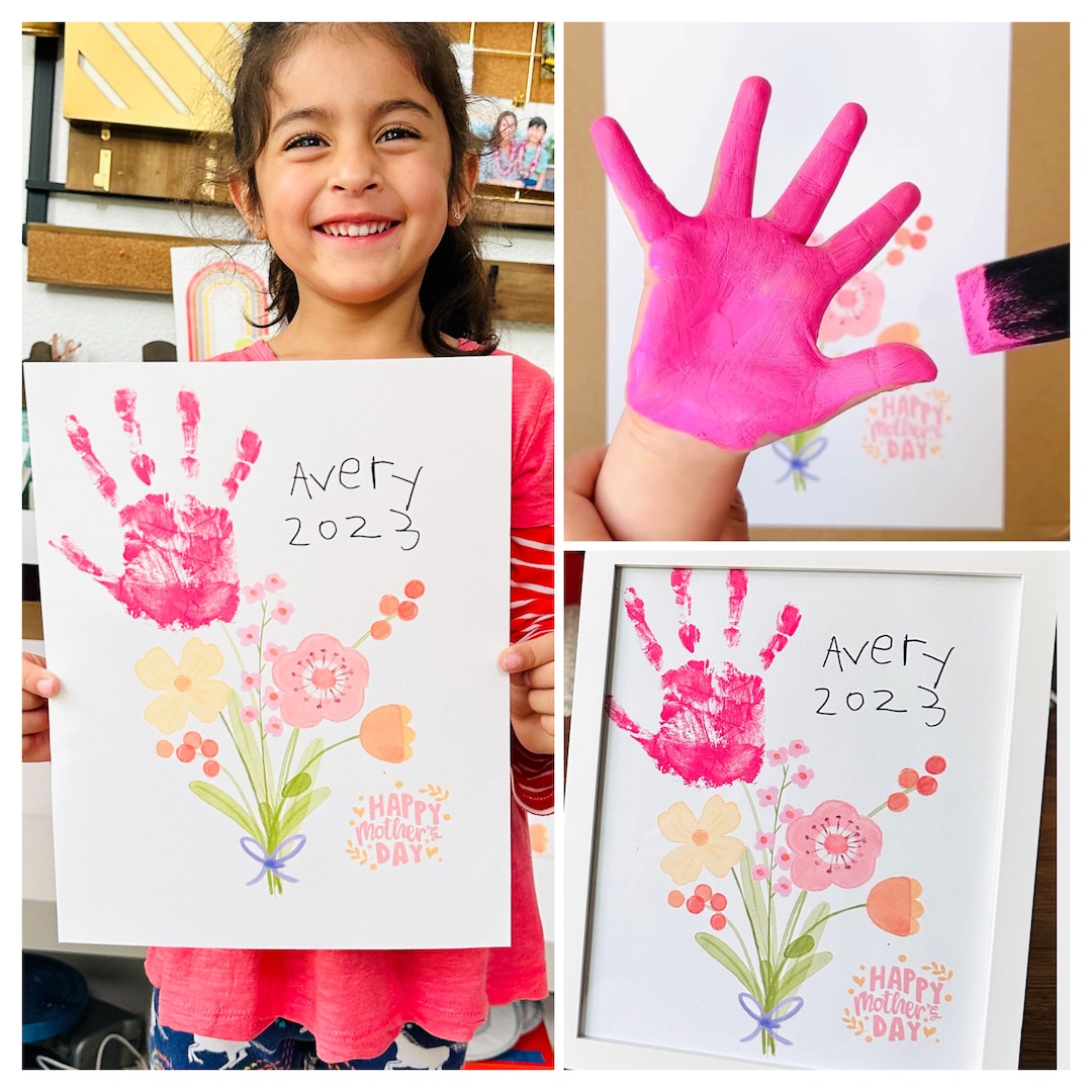 Mother's Day Flower Handprint Art, Mother's Day Gift, Mother's Day ...