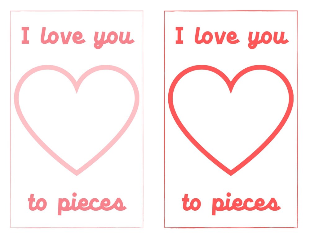 I Love You to Pieces Valentine Card: Kids Craft Printable (digital ...