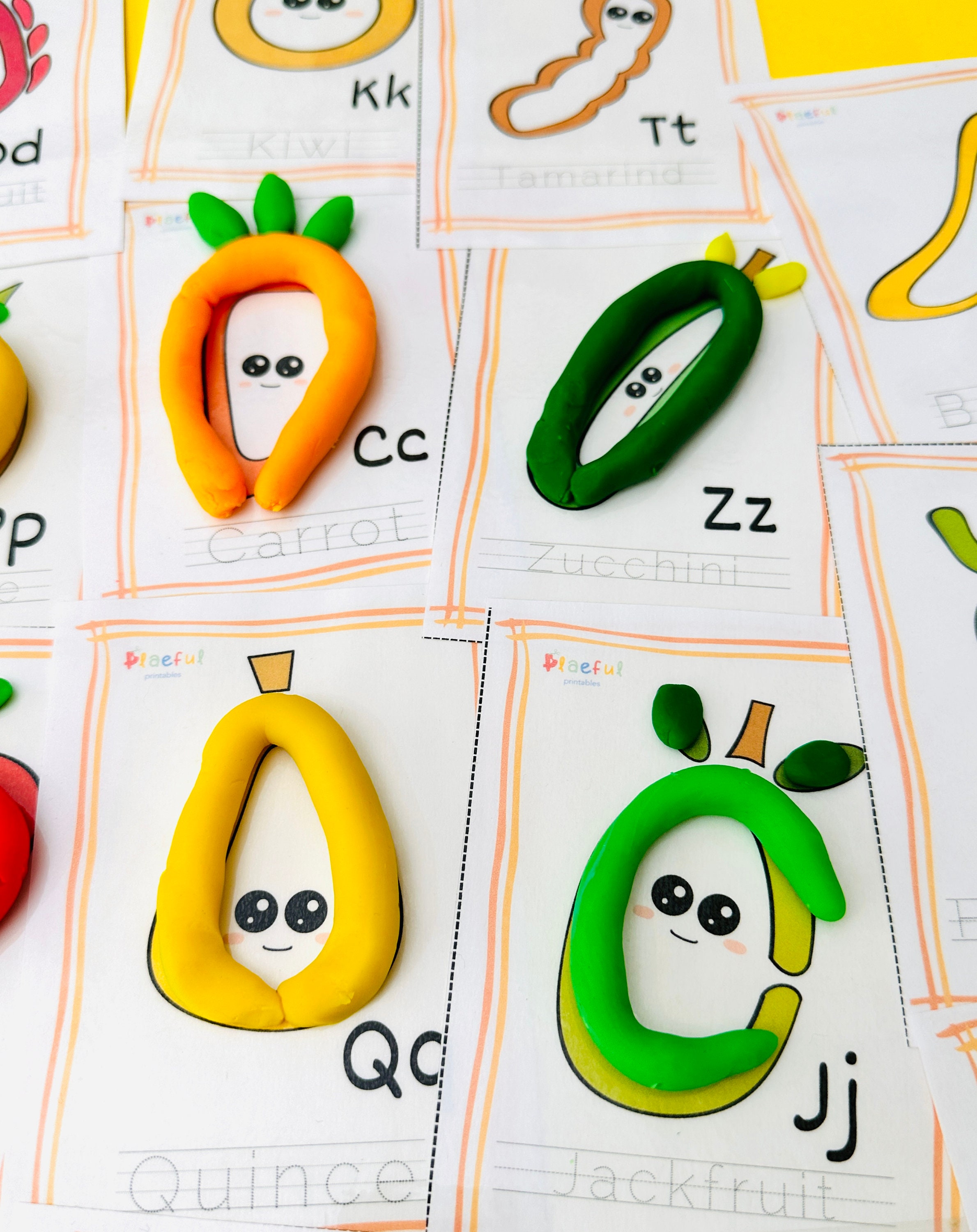 Alphabet Playdough Mats Play Doh Cards Fruit and Veggie - Etsy
