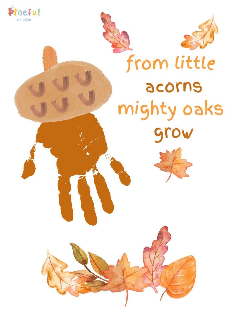 Acorn Handprint Art: Fall Season Printable (digital Download) - Etsy