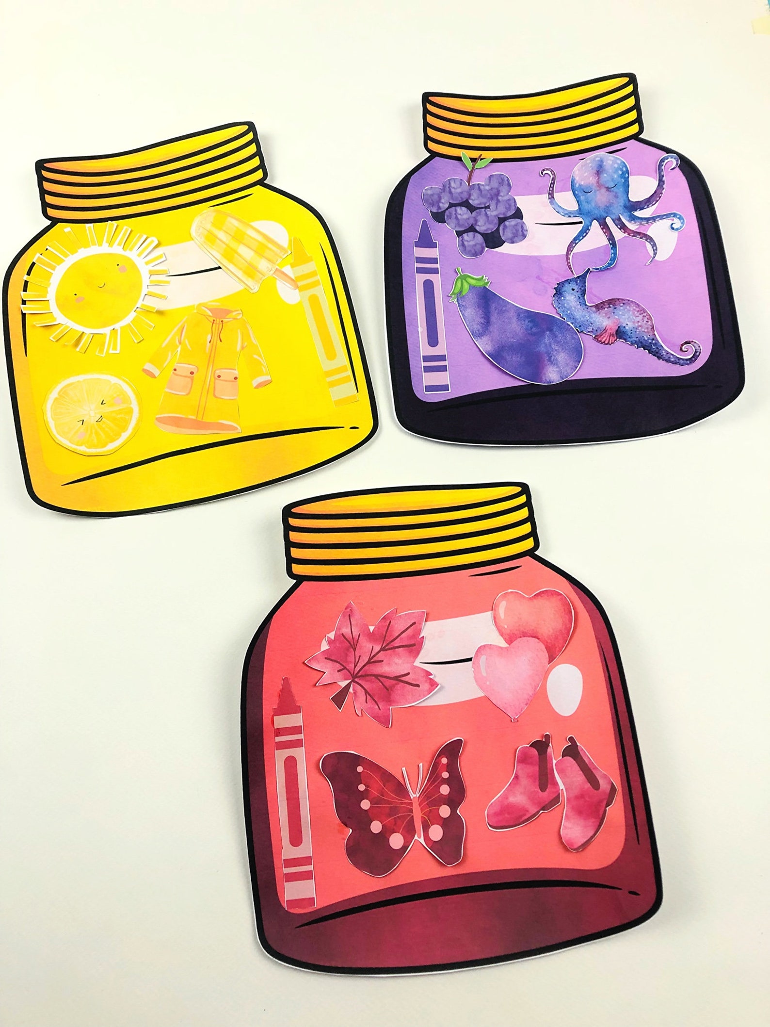 Color Sorting Jars Children's Learning Printable - Etsy