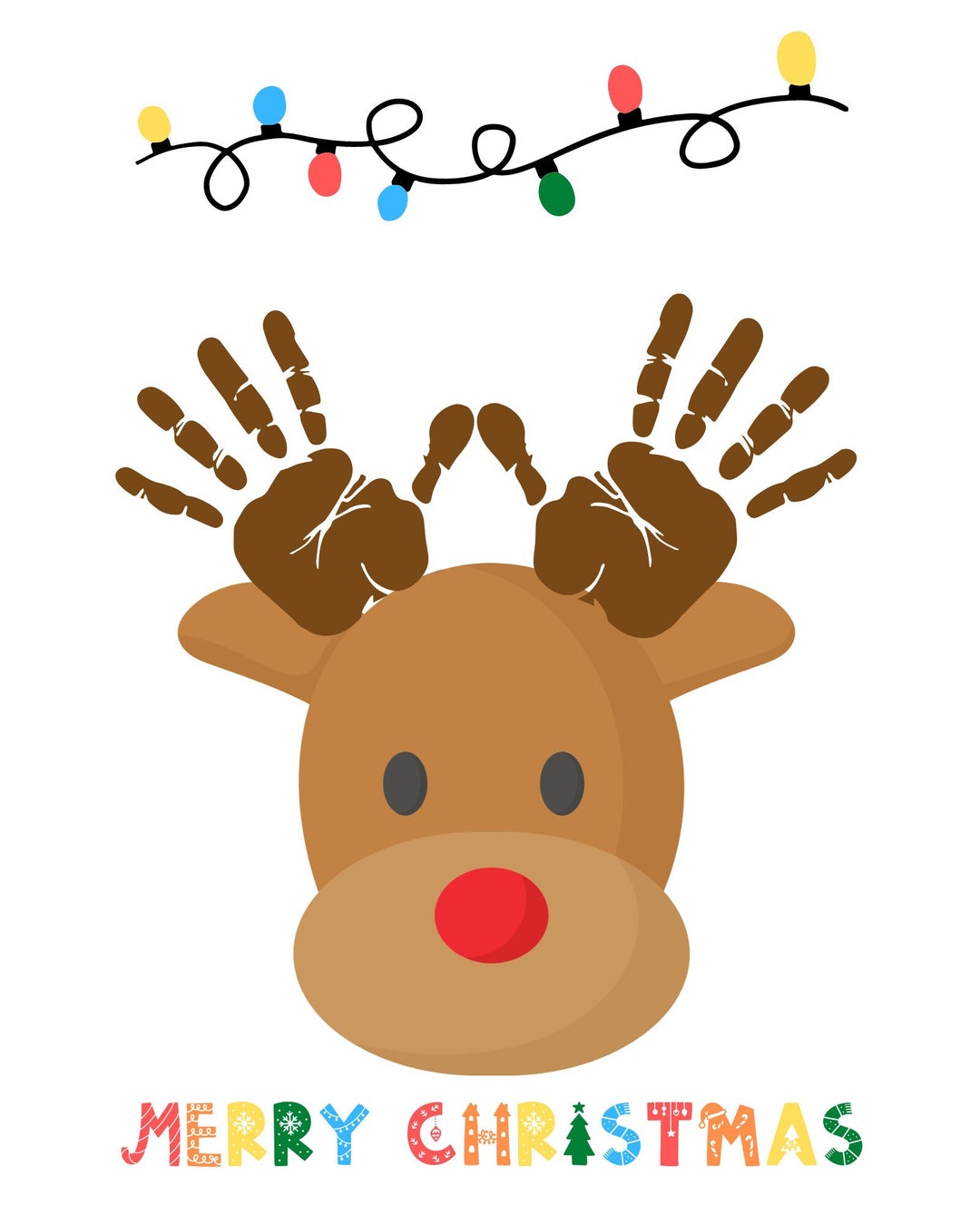 Rudolph Handprint Art Printable, Rudolph Printable, Rudolph Art Print ...
