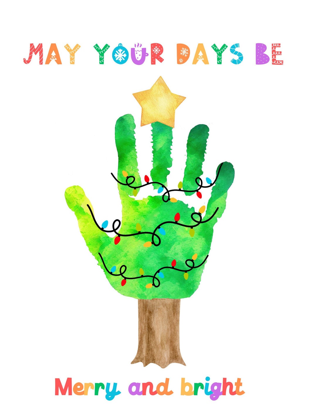 Christmas Tree Handprint Art Printable, Christmas Handprint Printable ...