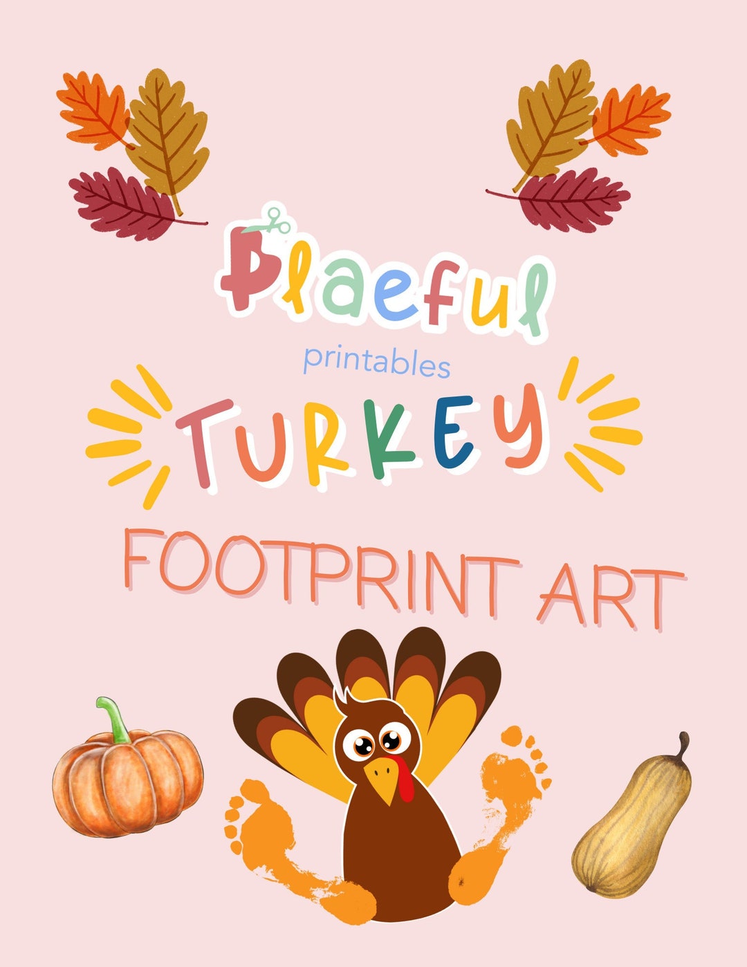 Turkey Footprint Art Printable, Turkey Printable, Thanksgiving Art ...