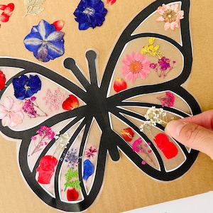 Pressed Flower Butterfly Craft, Butterfly Printable, Butterfly Art ...