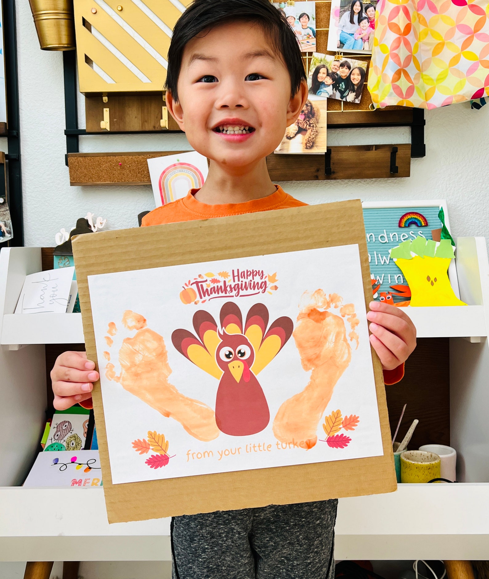 Turkey Footprint Art Printable: Thanksgiving Craft (digital Download ...