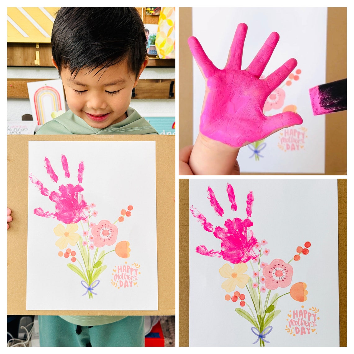 Mother's Day Flower Handprint Art Mother's Day Gift - Etsy