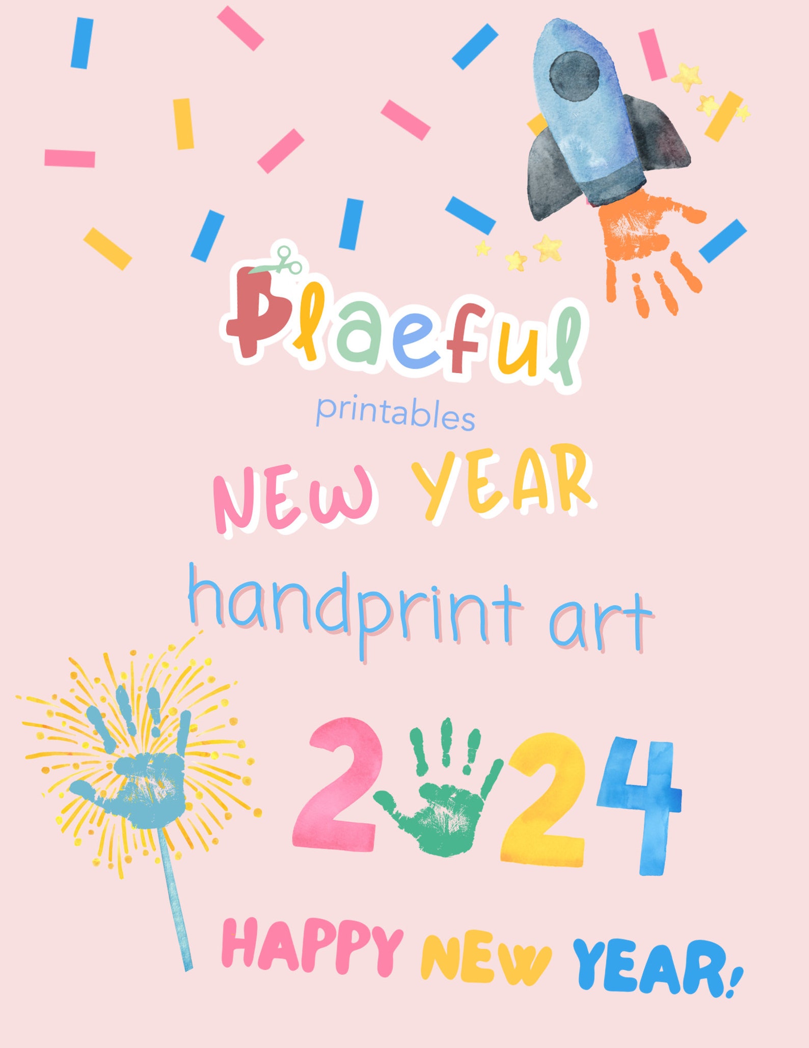 2024 New Year Handprint Art: Preschool Craft (digital Download) - Etsy