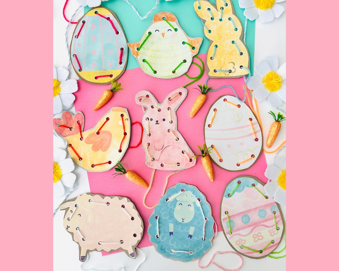 Easter Lacing Cards, Easter Cards, Easter Printable Card, Preschool ...