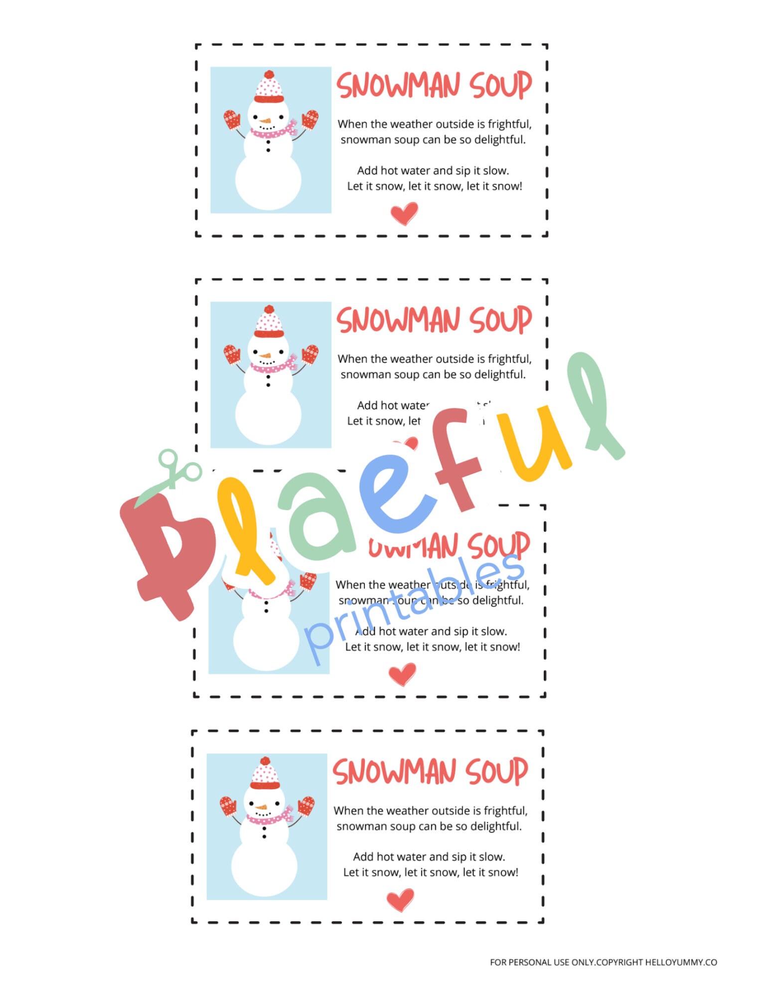 Snowman Soup Printable Tags: Christmas Favors (digital Download) - Etsy