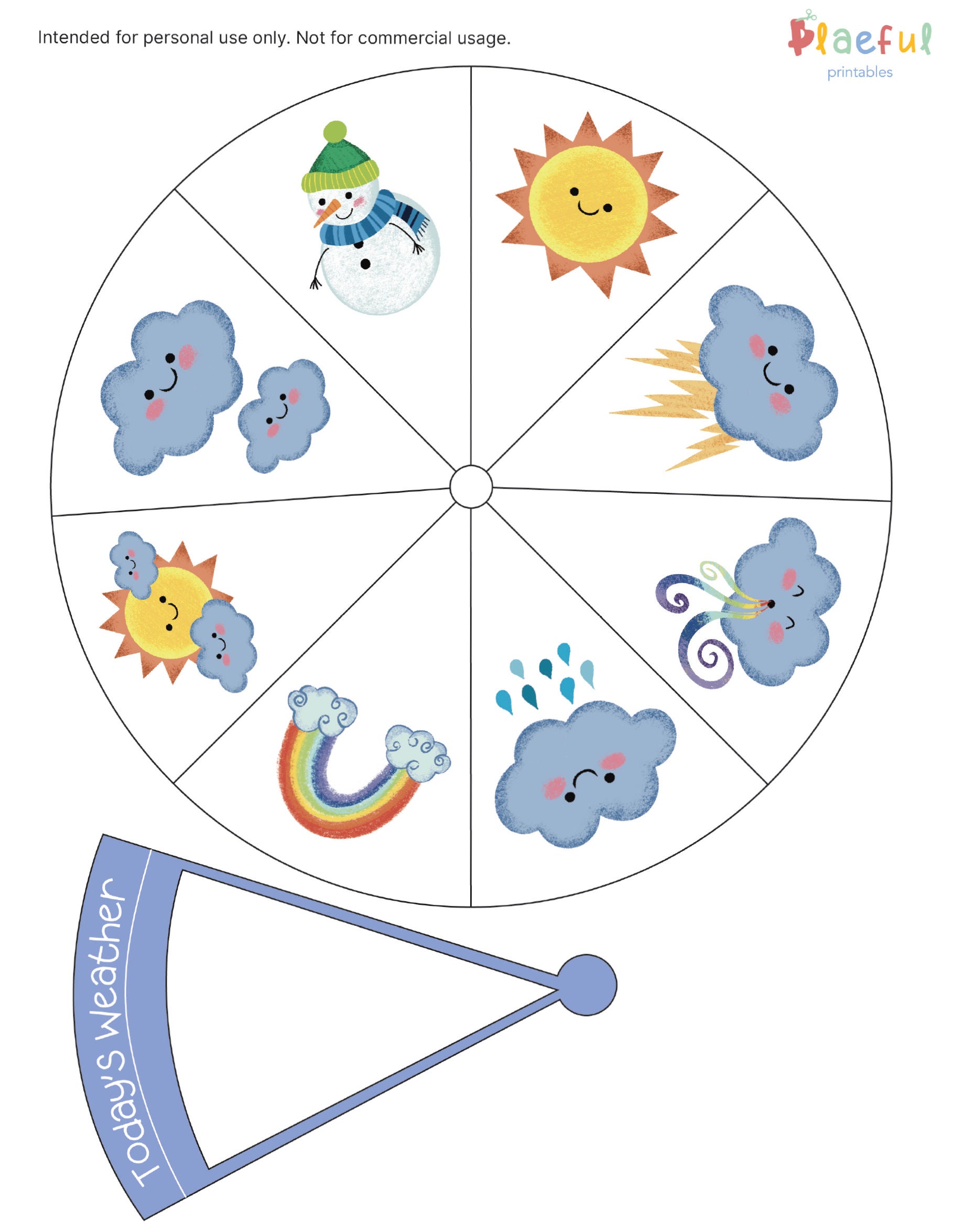 Weather Wheel Kids Learning Printable: Educational Preschool Print ...