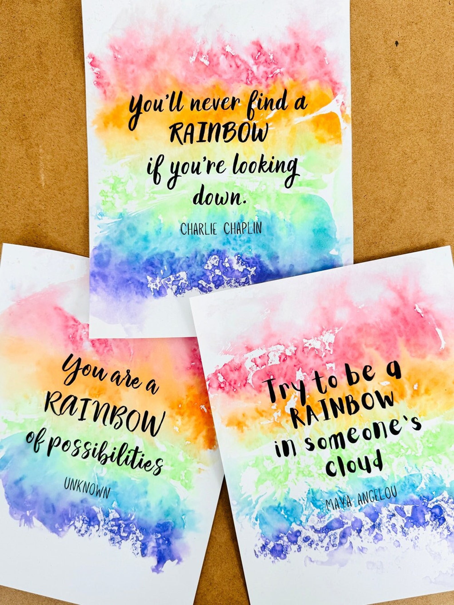 Rainbow Foil Art Printables: DIY Craft Quotes (digital Download) - Etsy