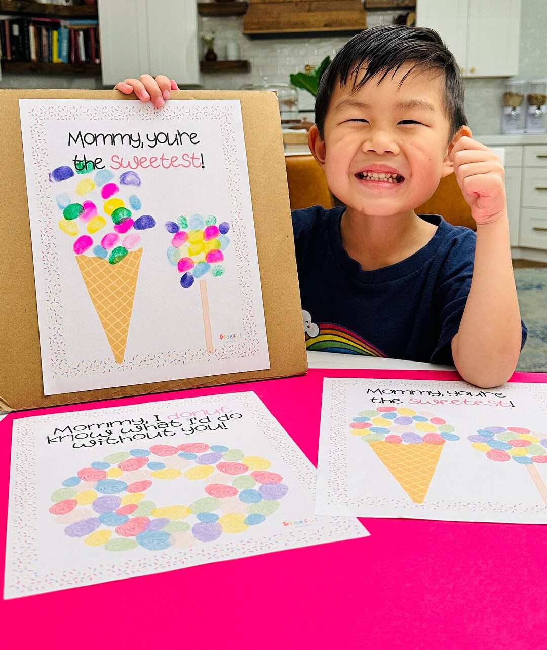 Mother's Day Fingerprint Art, Mother's Day Printable, Preschool ...