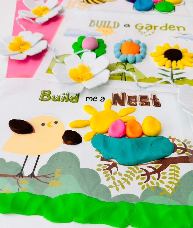 Spring Playdough Mats: Garden, Bee, Flower (digital Download) - Etsy
