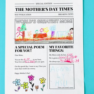 Mother's Day Newspaper, Mother's Day Gift, Mother's Day Printable ...