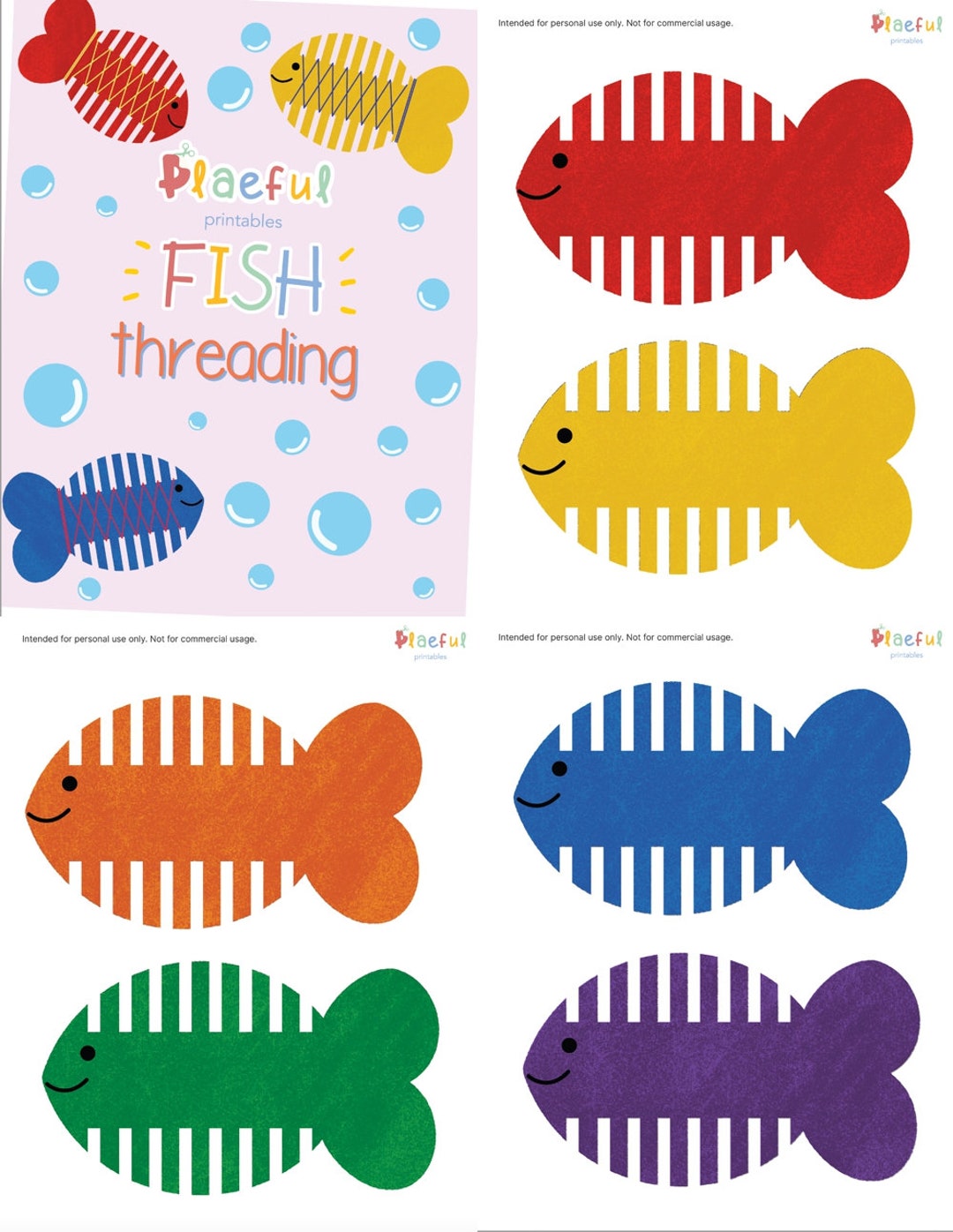 Fish Threading Activity, Color Learning, Preschool Printable, Preschool ...