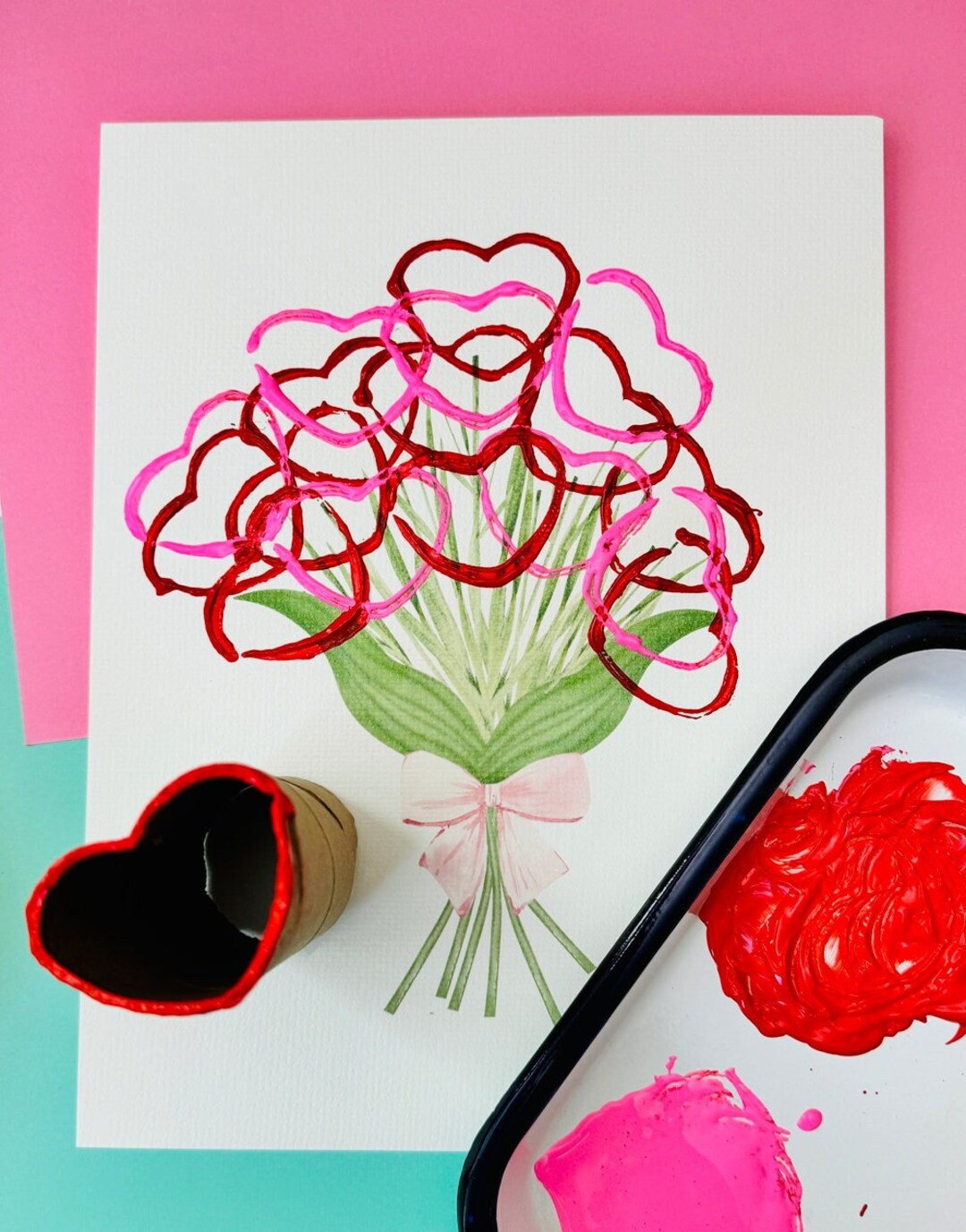 Flower Heart Art, Valentine Craft, Preschool Valentine, Valentine Card ...