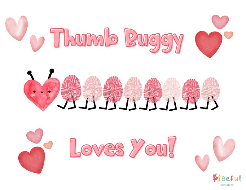 Valentine Thumbprint Caterpillar Art: Kids Craft, Preschool Card ...