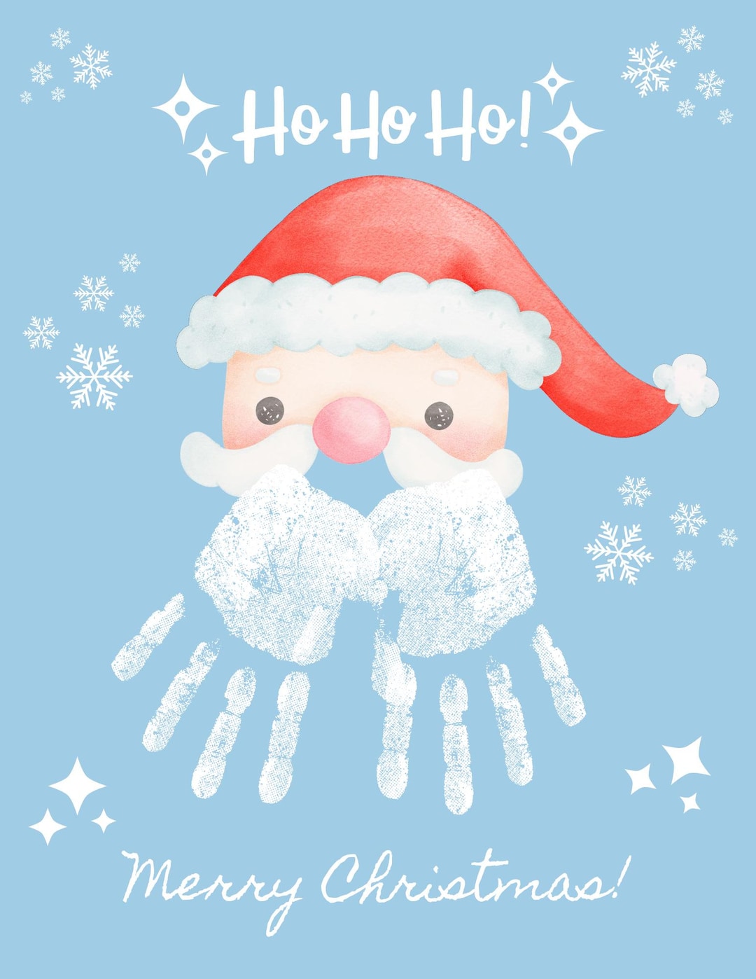 Santa Handprint Art Printable, Christmas Handprint Printable, Christmas ...