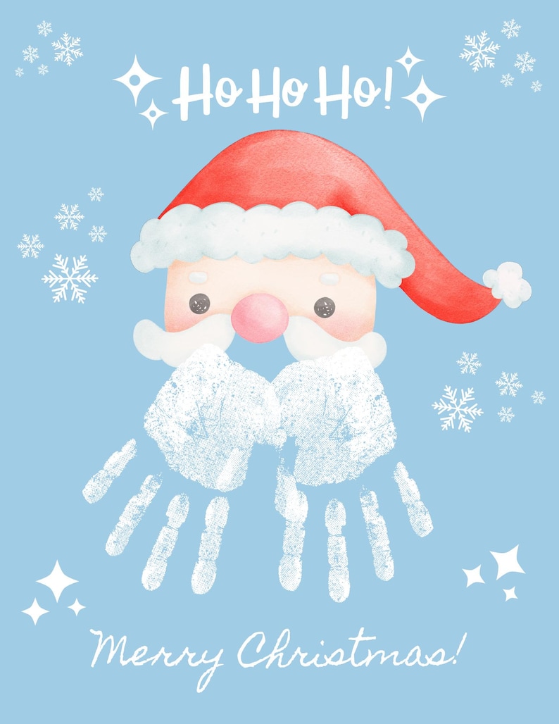 Santa Handprint Art: Christmas Craft Printable (digital Download) - Etsy