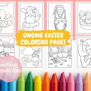 Gnome Easter Coloring, Easter Coloring, Printable Easter Coloring Pages ...