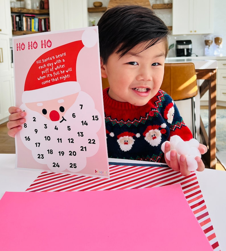 Santa Beard Advent Calendar Printable: Christmas Countdown (digital ...