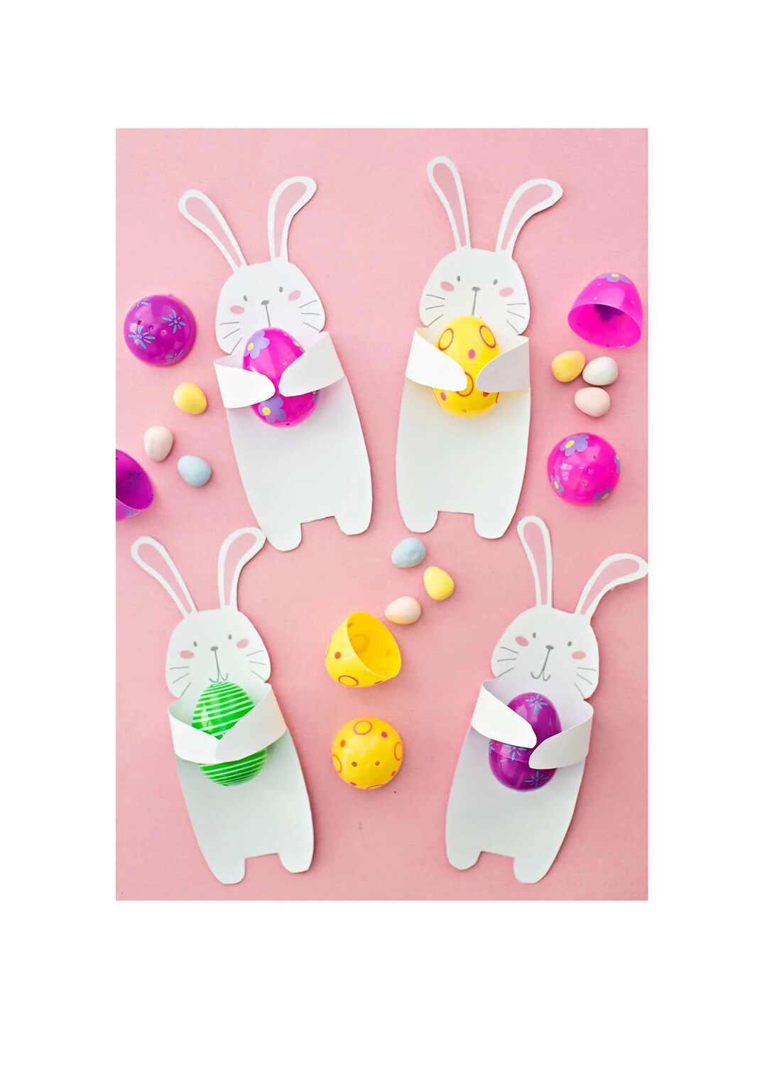 Bunny Holding Egg: Printable Easter Card Craft (digital Download) - Etsy