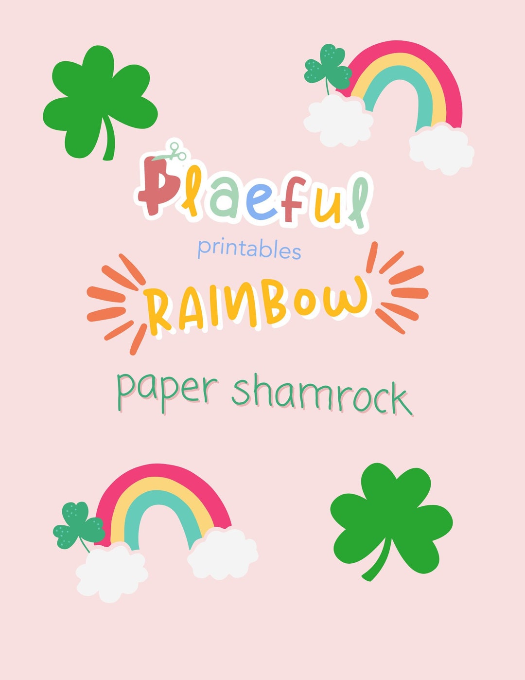 Rainbow Paper Shamrock, Shamrock Printable, 3D Paper Shamrock, St ...