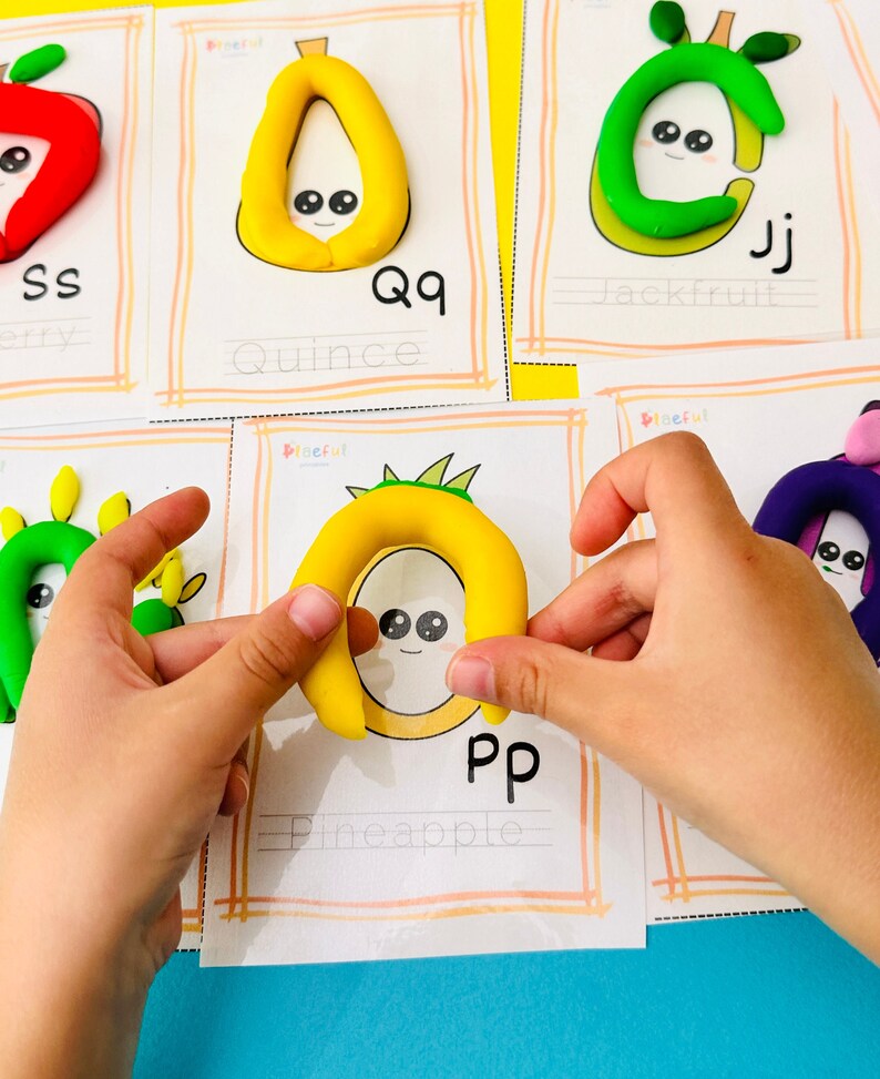Alphabet Playdough Mats Play Doh Cards Fruit and Veggie - Etsy