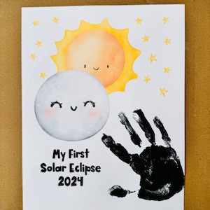Solar Eclipse 2024 Handprint Art, Sun and Moon Handprint Art, Solar ...