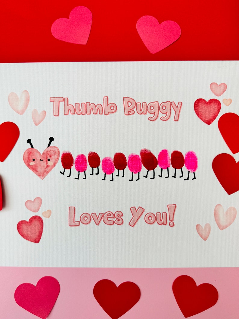 Valentine Thumbprint Caterpillar Art: Kids Craft, Preschool Card ...