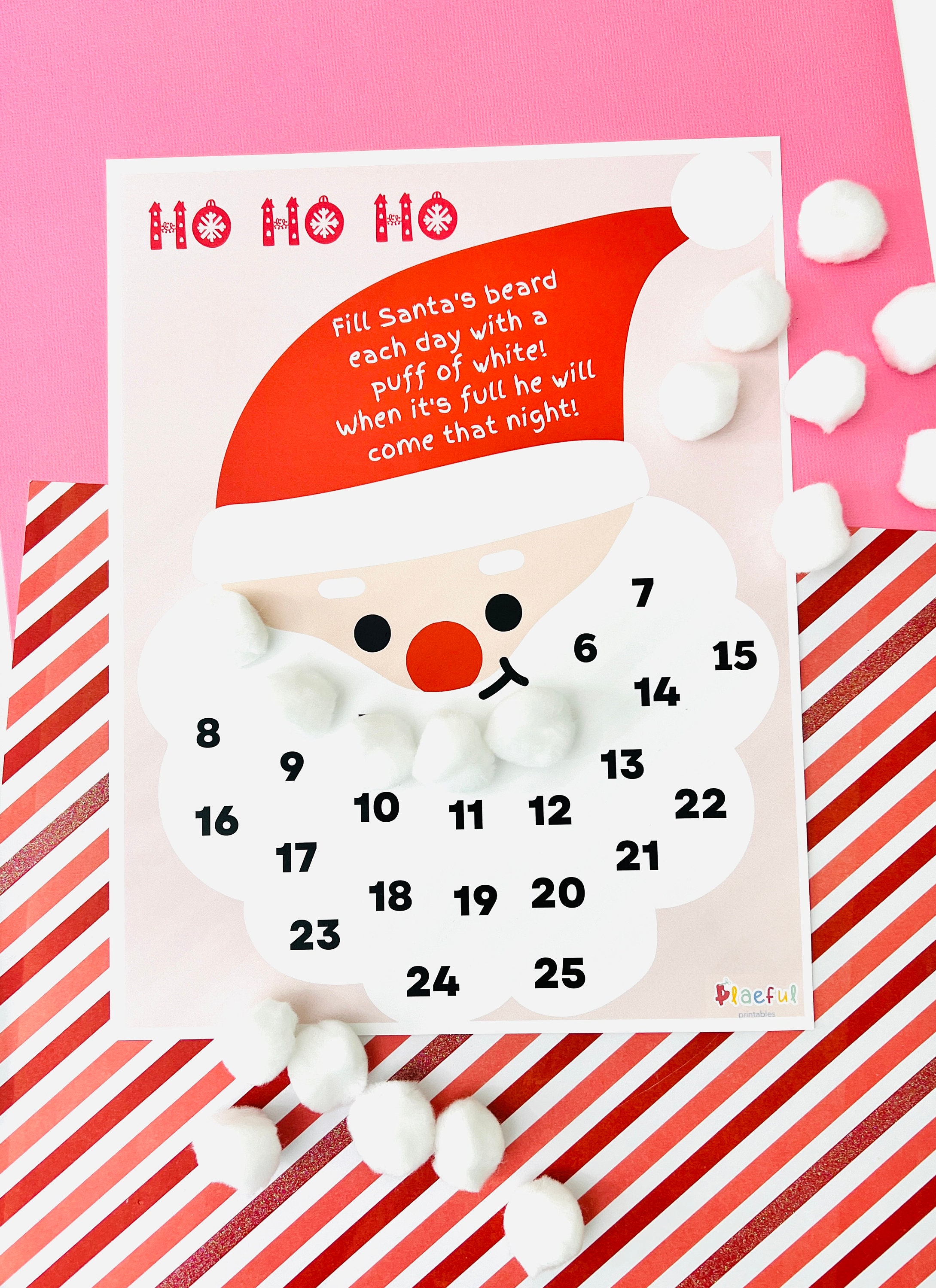 Santa Beard Advent Calendar Printable: Christmas Countdown (digital ...