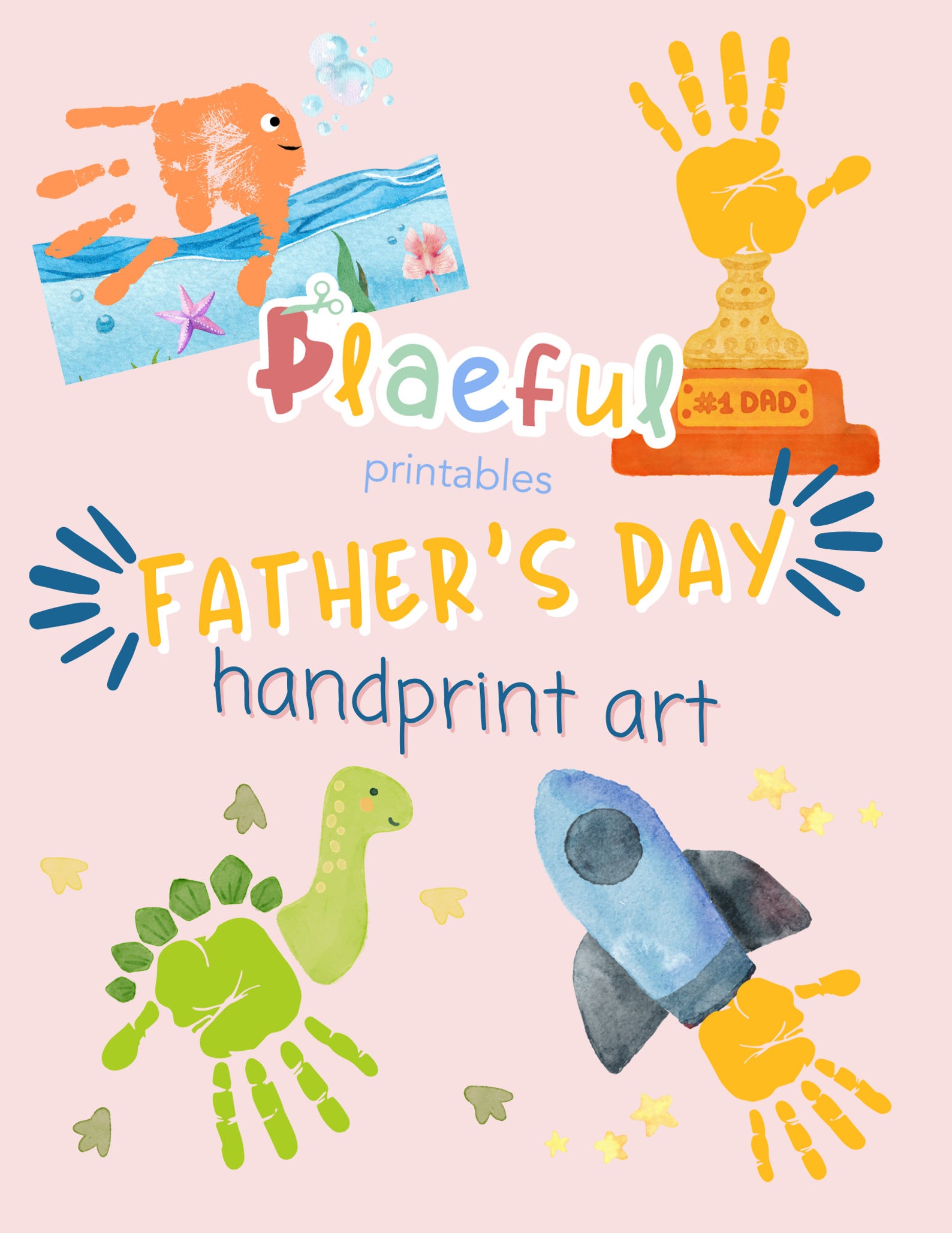 Father's Day Handprint Art, Father's Day Gift, Father's Day Printable ...
