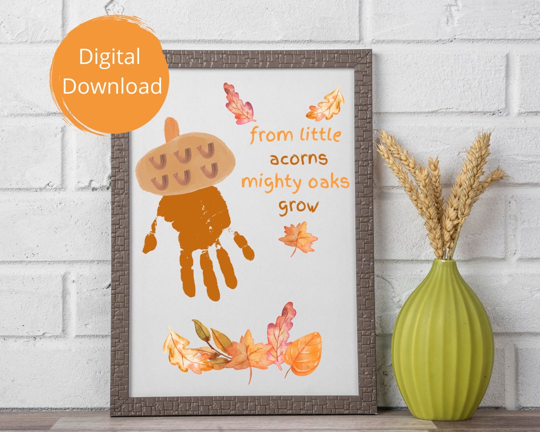 Acorn Handprint Art Printable, Acorn Printable, Fall Art Print ...