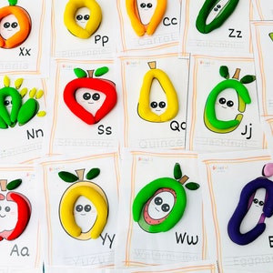 Alphabet Playdough Mats: Fruit & Veggie Learning Cards (digital ...