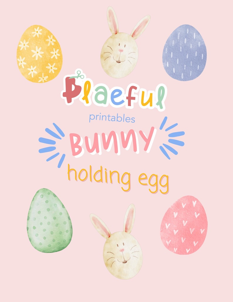 Bunny Holding Egg: Printable Easter Card Craft (digital Download) - Etsy