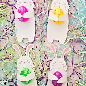 Bunny Holding Egg: Printable Easter Card Craft (digital Download) - Etsy