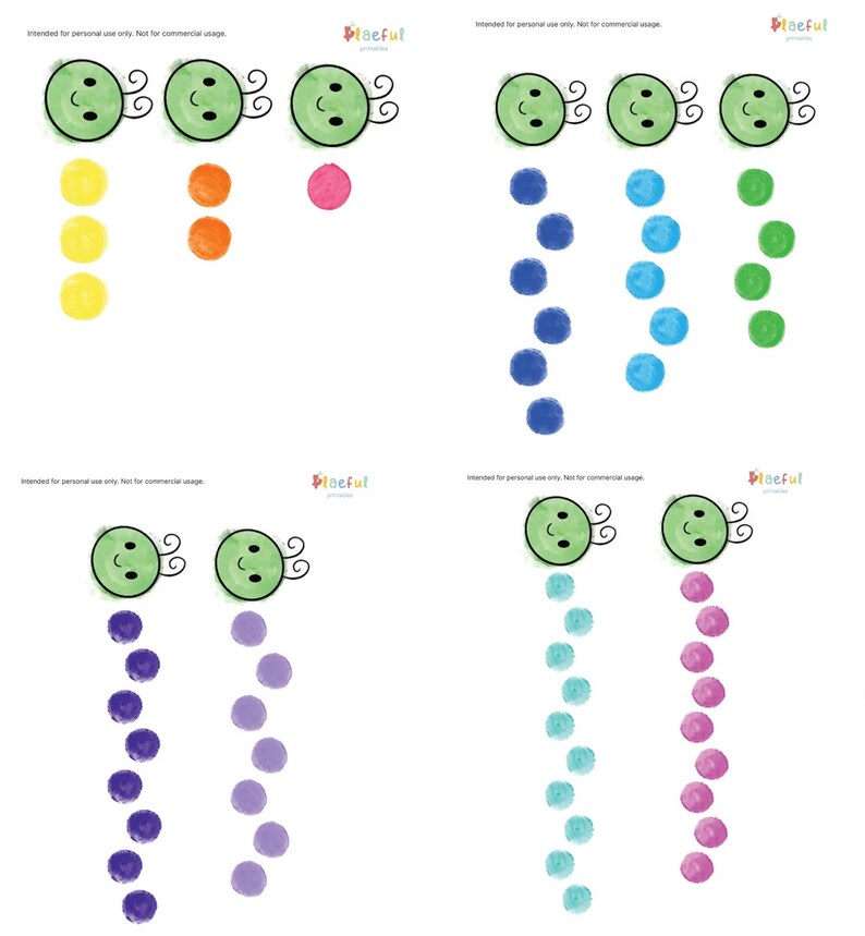 Caterpillar Learning Color Matching Printable Counting - Etsy