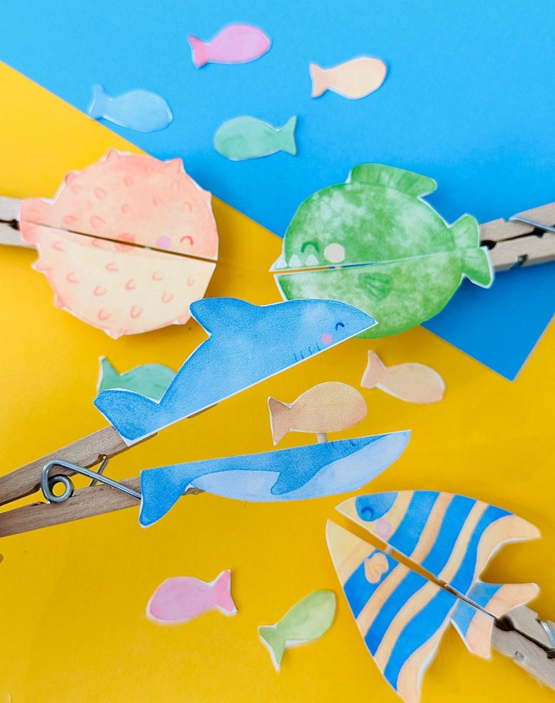 Fish Clothespin Craft: Ocean Animal Printable (digital Download) - Etsy