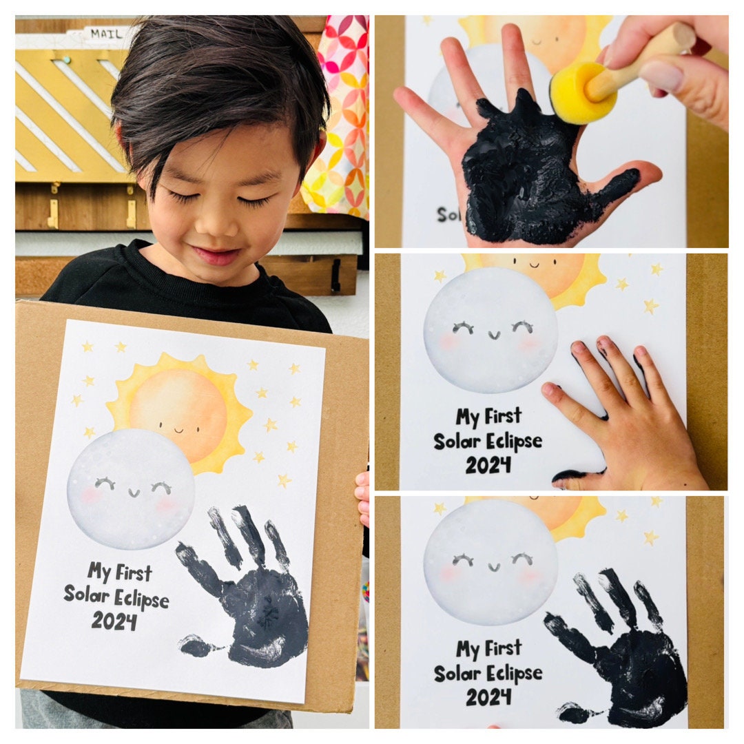 Solar Eclipse 2024 Handprint Art, Sun and Moon Handprint Art, Solar ...