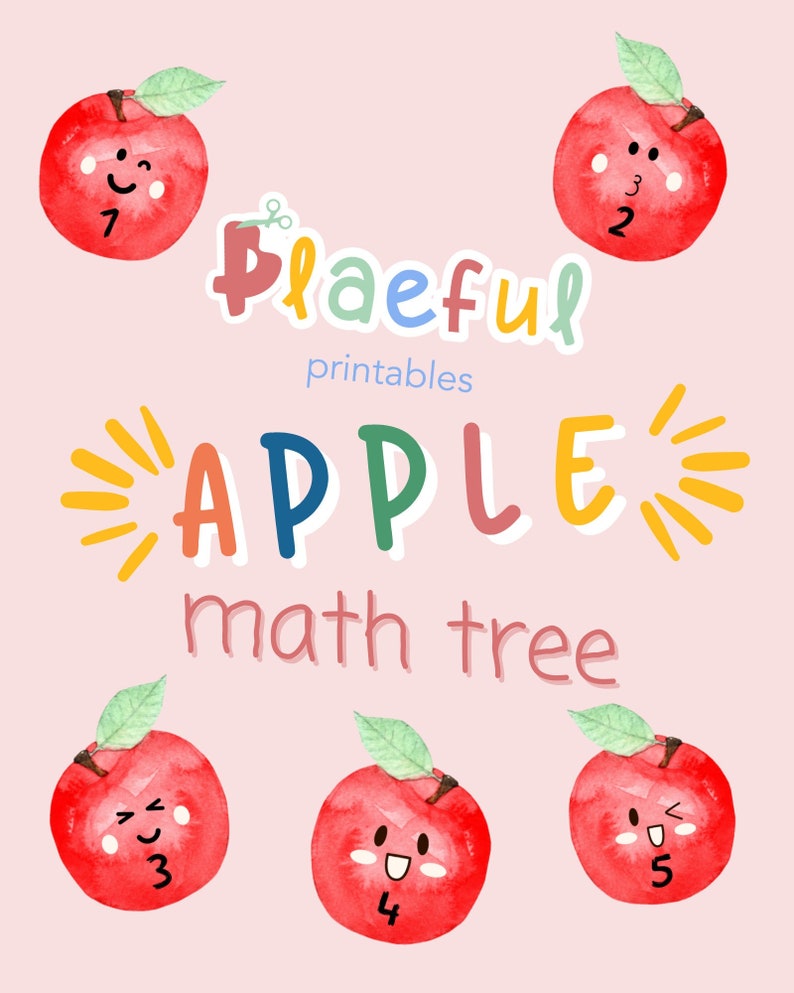 Apple Math Tree Printable Apple Printable Back to School - Etsy