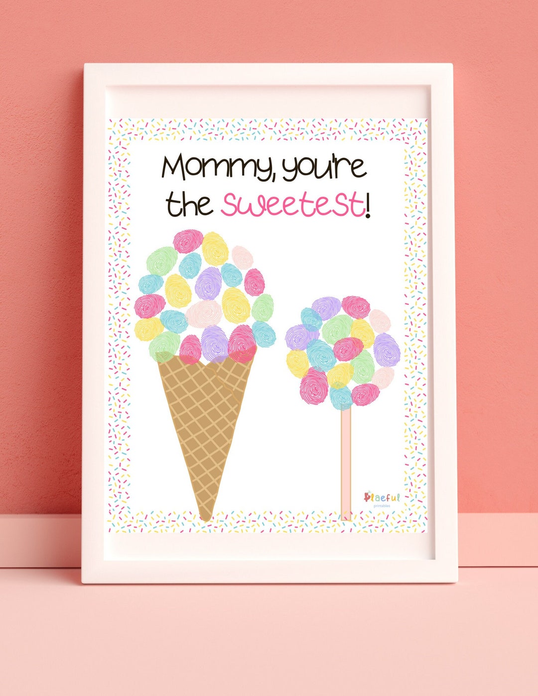 Mother's Day Fingerprint Art, Mother's Day Printable, Preschool ...